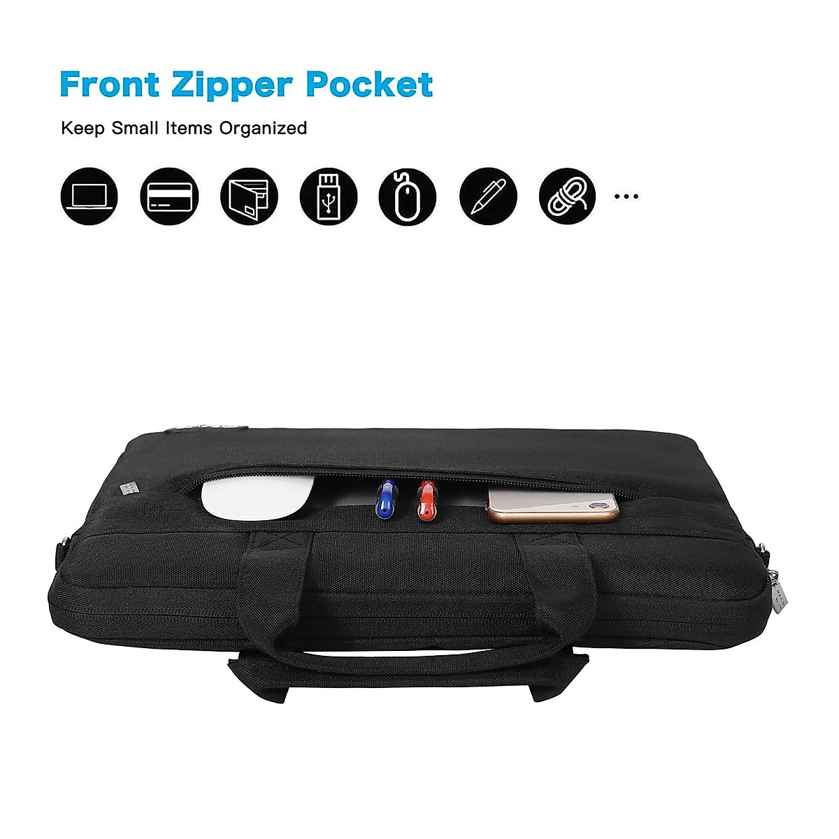 MOSISO Laptop Shoulder Bag Compatible with MacBook Air/Pro, 13-13.3 inch Notebook, Compatible with MacBook Pro 14 inch 2023-2021 A2779 M2 A2442 M1 with Horizontal Pocket & Fix Handle & Belt, Black