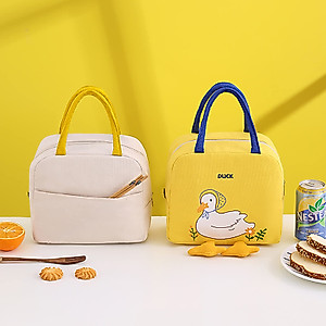 Kawaii Lunch Bag Cute Duck Lunch Box Insulated Bag Reusable Tote Bag for Hot or Cold Work, Picnic, Travel