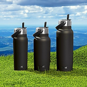 S'well Recycled Stainless Steel Explorer with Flip Straw Lid, 32oz, Onyx, Triple Layered Vacuum Insulated Containers Keeps Drinks Cold for 42 Hours and Hot for 10