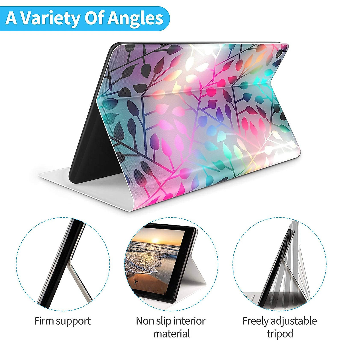 TOMYOU Case for Amazon Fire HD 10 Tablet (7th Generation and 9th Generation, 2017 and 2019 Release) - Slim Folding Stand Cover with Auto Wake/Sleep for 10.1 Inch Tablet