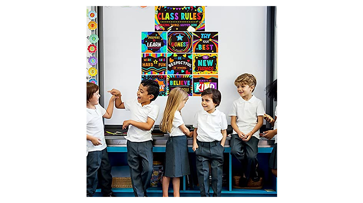 Tevxj Classroom Rules Posters - 10-Piece Decoration Set