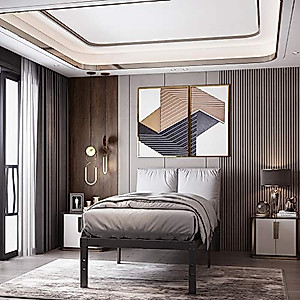 Homdock Twin XL Bed Frame, Heavy Duty 16 Inch Metal Platform Mattress Foundation/Sturdy Strong Steel Structure/Fits to 3500 lbs/Noise Free/None Slip/No Box Spring Needed/Black Finish