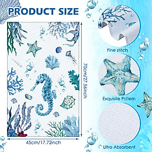 Patelai 6 Pcs Kitchen Towels Cute Towel Bathroom Hand Towels Dish Tea Towel for Christmas Valentine's Day St. Patrick's Day Winter Housewarming Gifts Decorations 18 x 28 Inches (Beach Style)