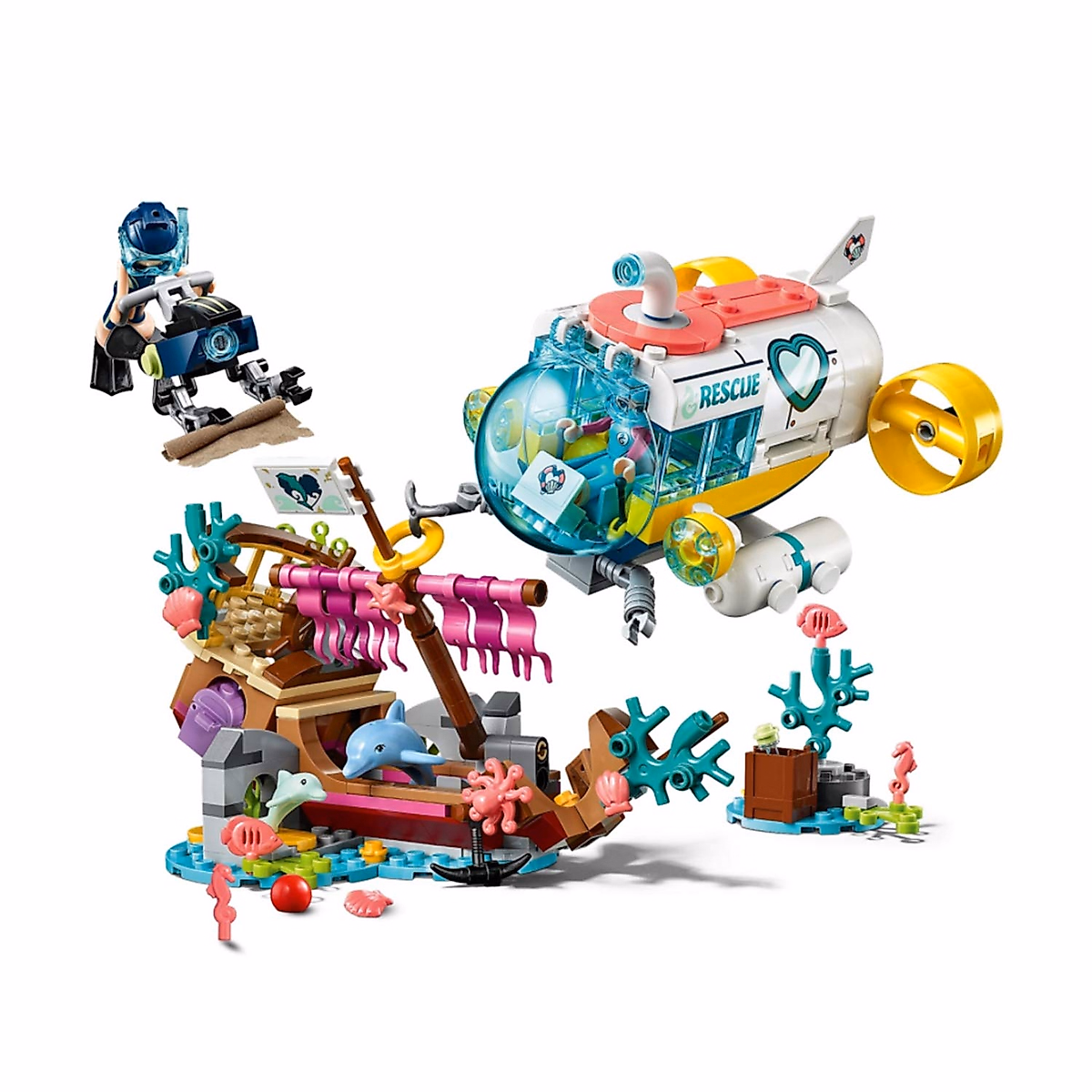 LEGO Friends Dolphins Rescue Mission 41378 Building Kit with Toy Submarine and Sea Creatures, Fun Sea Life Playset with Kacey and Stephanie Minifigures for Group Play (363 Pieces)