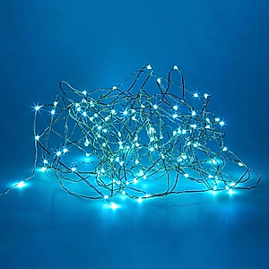 XNNATA Solar String Lights, 33Ft 100 LED Copper Wire Starry String Light, Indoor Outdoor Waterproof Solar Decoration Lights for Gardens, Home, Party Ornaments(Blue)