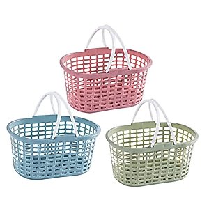 PLAFOPE 3pcs Portable Storage Basket Plastic Basket with Handle Pantry Organizer Basket Bathroom Caddy Organizer Cleaning Caddy Bathroom Shower Basket Shower Caddy Storage Rack Portable