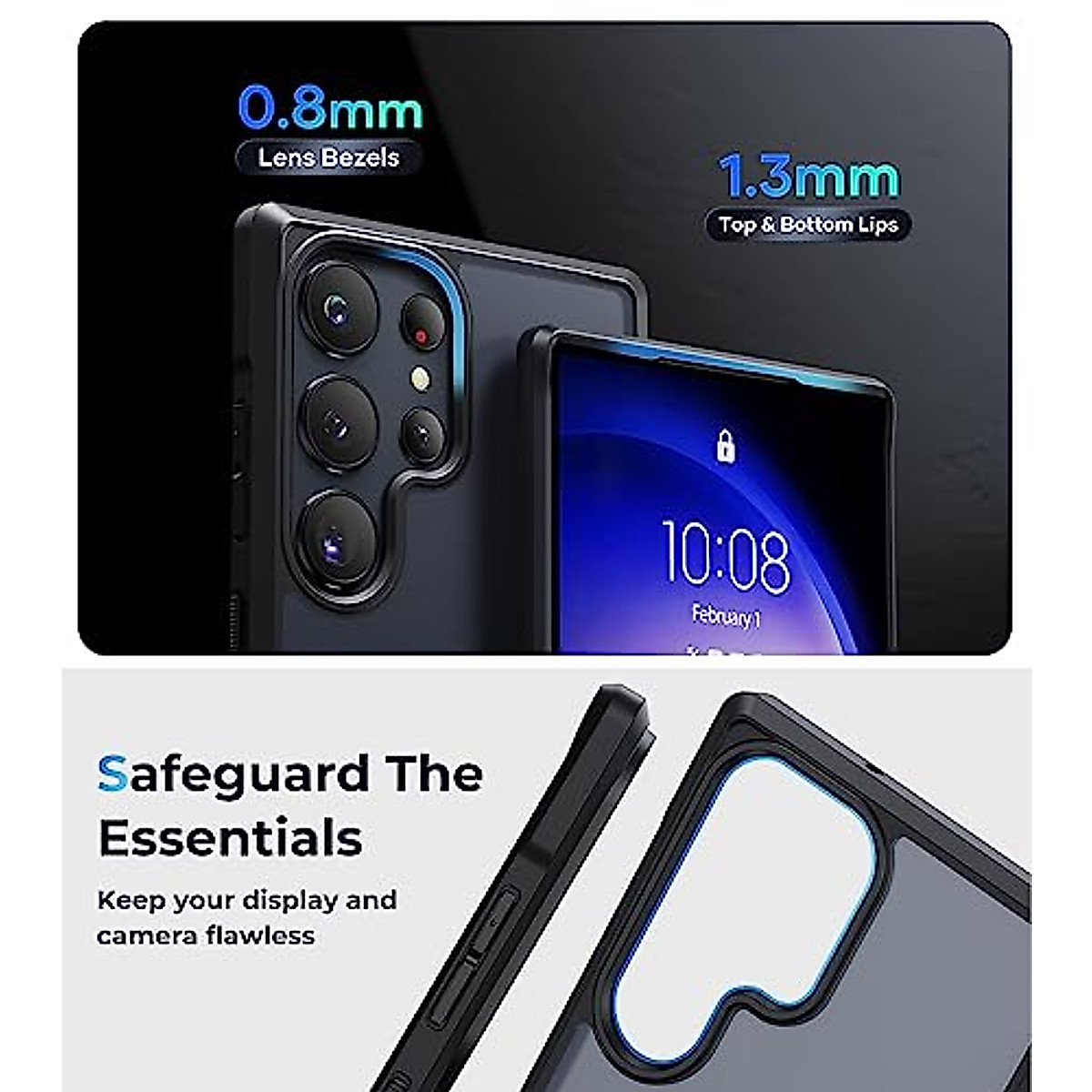 Simtect Shockproof for Samsung Galaxy S23 Ultra Case [Military Grade Drop Tested] [Ultimate Silky Touch] Translucent Matte Hard Back & Soft Edge Slim Protective Case for Galaxy S23 Ultra 6.8", Black