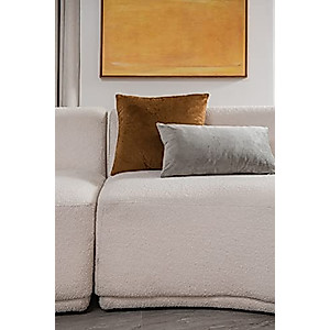 DEZENE Throw Pillow Cases 18x18 Golden Brown: 2 Pack Cozy Soft Velvet Square Decorative Pillow Covers for Farmhouse Home Decor