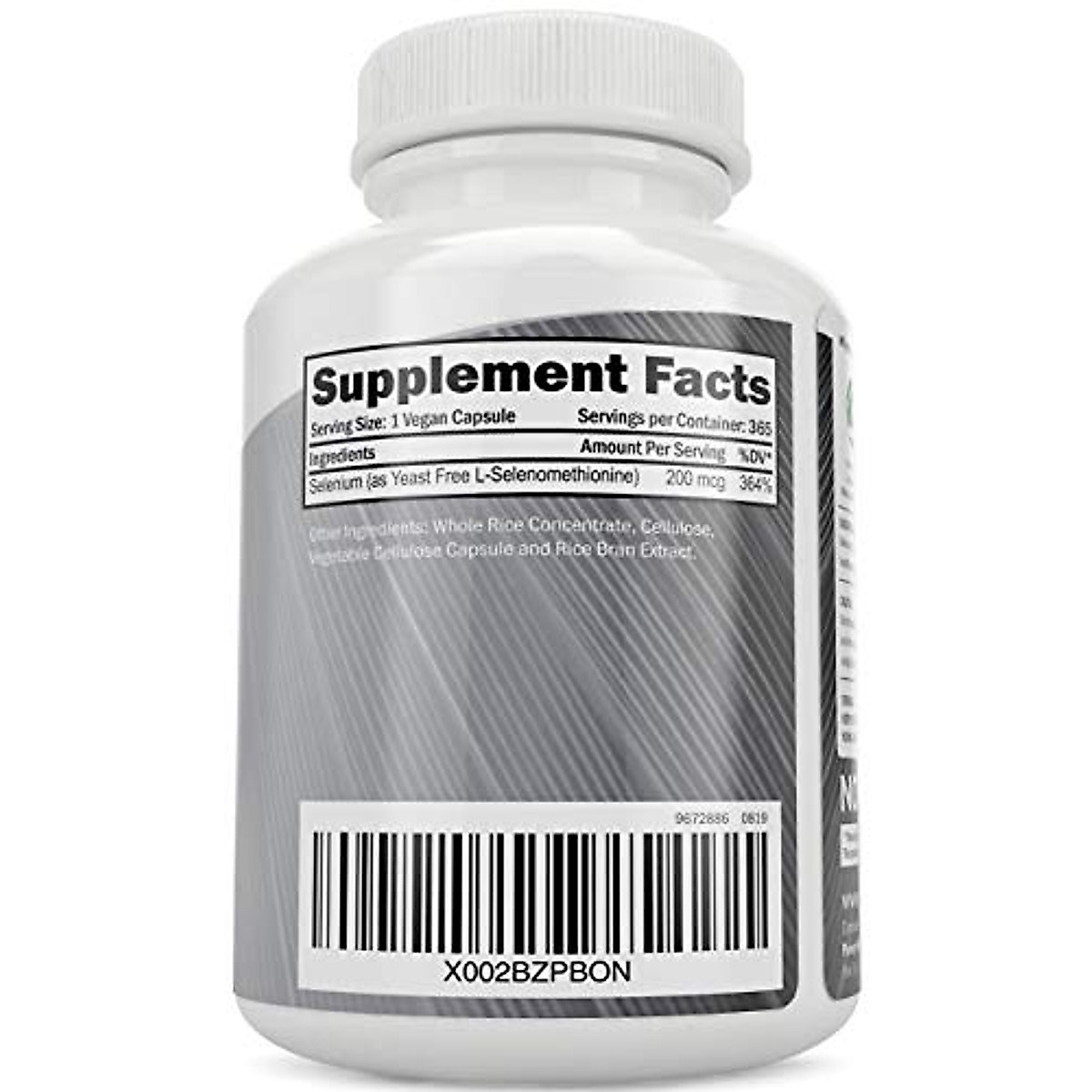 Selenium 200mcg - 365 Vegan Capsules not Tablets - Pure & Yeast Free L-Selenomethionine for Improved Absorption - Thyroid, Heart, and Immune System Support - Antioxidant Trace Mineral - Made in USA