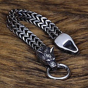 GuoShuang Nordic Viking Stainless Steel Wolf Bracelet Mesh Chain Gold Wolf Punk Bracelets Biker Jewelry (9)