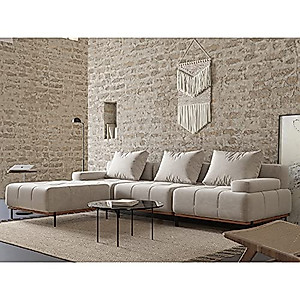 Acanva Convertible Modular Sectional Sofa, Mid-Century Modern Minimalist Free Combination U/L Shaped Reversible Couch for Living Room, Single Chair, Beige