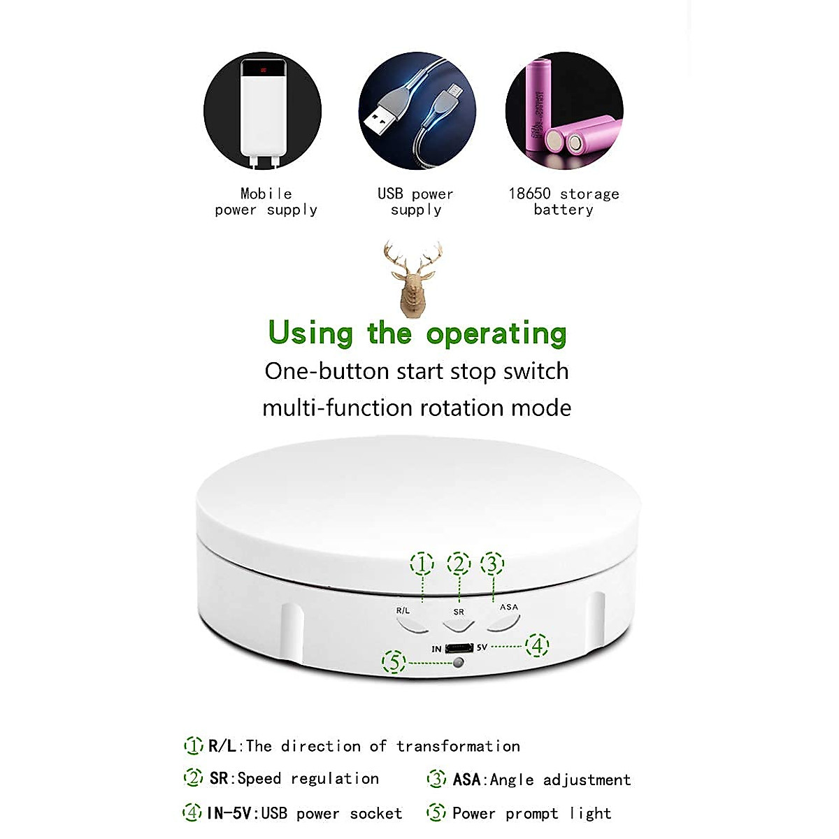 JAYEGT Motorized Rotating Display Stand, 5.74inch /22LB Load, 360 Degree Electronic Turntable Display Stand for Photography Products Shows, Jewelry, Watch, 3D Models, Cake, White