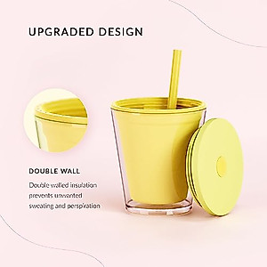 Maars Classic Acrylic Tumbler with Lid and Straw | 10oz Kids Premium Insulated Juice Cups, Double Wall Reusable Plastic Cups - Clear, 2 Pack