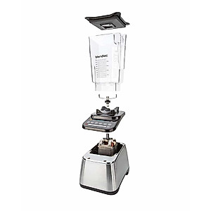 Blendtec Designer 725 Blender with WildSide+ Jar (90 oz), Professional-Grade Power Self-Cleaning, 6 Pre-Programmed Cycles, 100-Speeds, Sleek and Slim, Stainless Steel, /Black