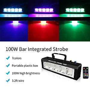 Strobe Stage Lights Sound Activated, Led Strobe Light 100W, Halloween Light Effect with Remote Control, Professional DJ Light - Party Lights for Banquet Host