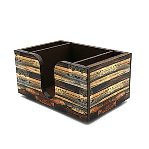 Bar Caddy - Rustic Wood Planks Design - 3 Compartment Caddy