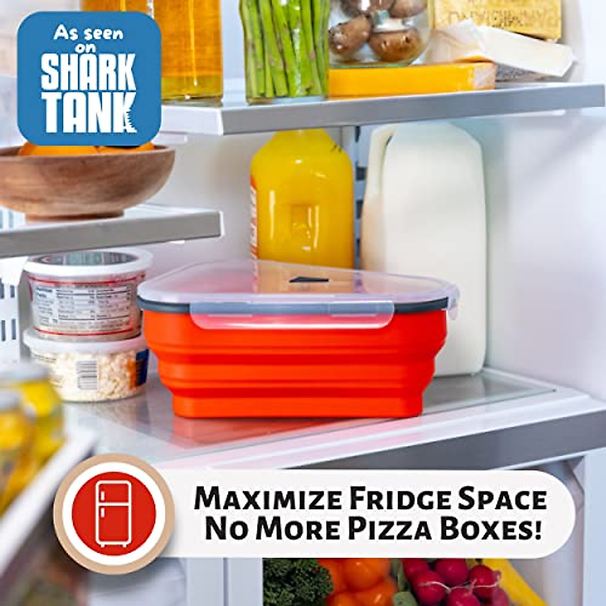 The Perfect Pizza Pack™ - Reusable Pizza Storage Container with 5 Microwavable Serving Trays - BPA-Free Adjustable Pizza Slice Container to Organize & Save Space, Red