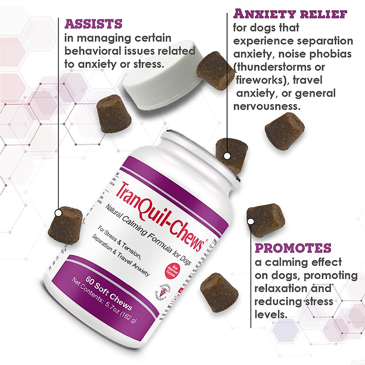 Tranquil-Tabs for Dogs, Calming Supplement (60 Soft Chews)