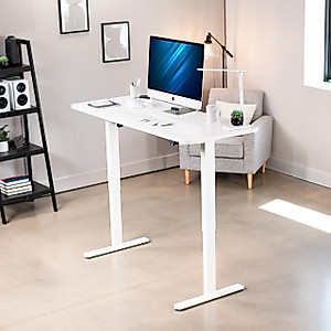 VIVO 60-inch Electric Height Adjustable 60 x 24 inch Stand Up Desk, White Solid One-Piece Table Top, White Frame Standing Workstation, Home & Office Furniture Sets, DESK-KIT-W06W