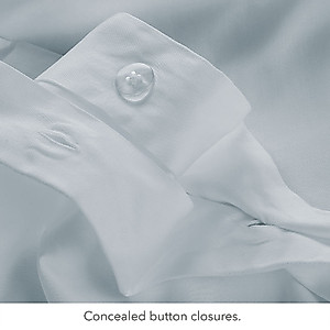 Nate Home by Nate Berkus 200TC 3-Piece Cotton Percale Duvet Cover | Crisp, Cool, Breathable Bedding Set from mDesign - King Size - 1 Duvet Cover/2 Pillow Shams, Heron (Light Blue)