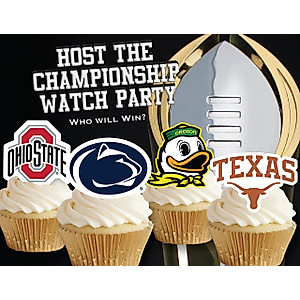 Texas Longhorns Cupcake Toppers (24 Pcs) University of Texas Longhorns Party Supplies for UT Austin Football, Birthday Gift, Graduation Party Decorations (Texas Longhorns)