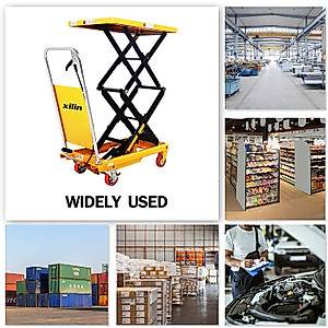 Xilin Electric Pallet Jack Truck Lithium Battery 3300LBS Capacity 48" x 27" Fork Size and Manual Hydraulic Lift Table Cart Double Scissor 330lbs Capacity 43.3" Lifting Height