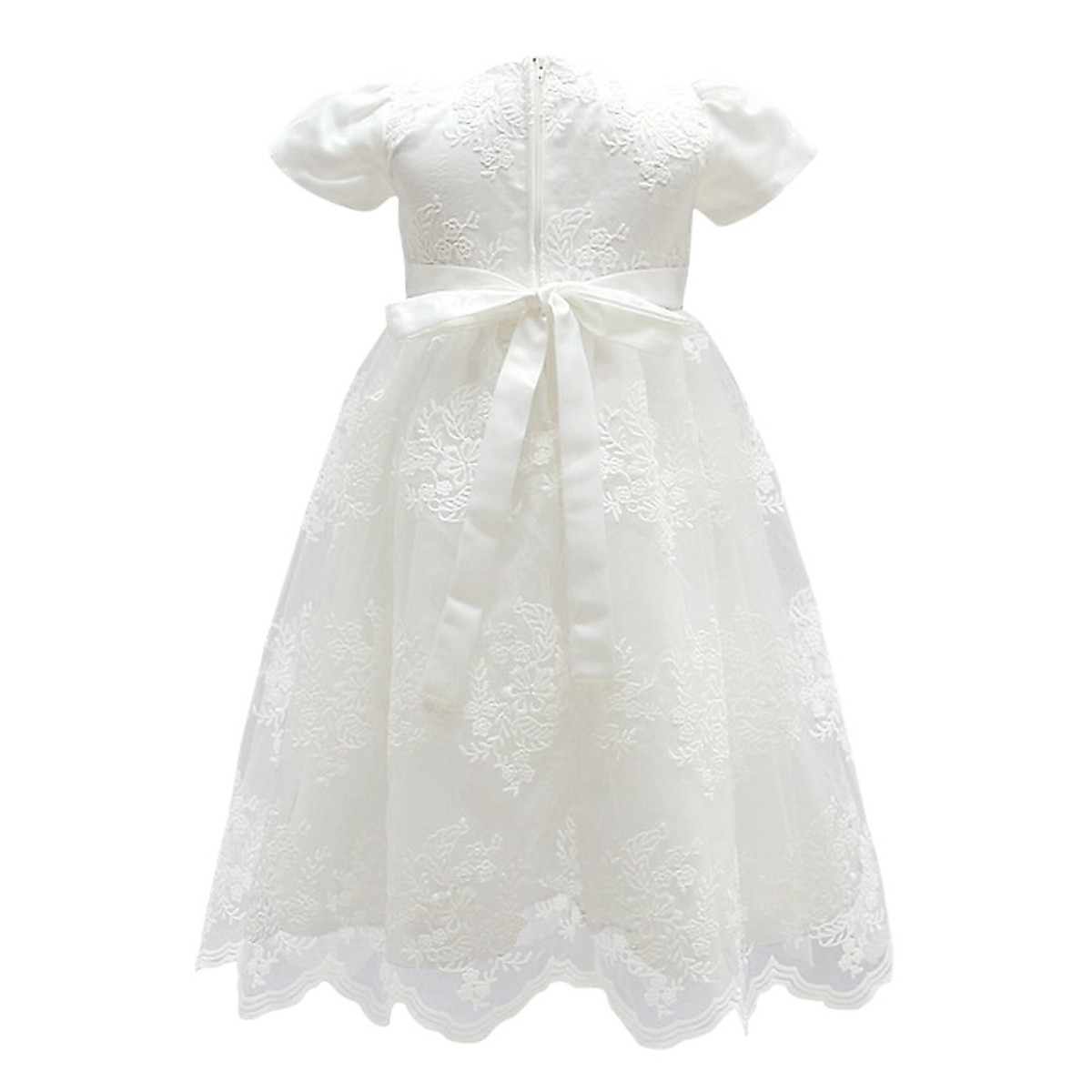 Glamulice Baby Girls Flower Christening Baptism Dress Formal Party Special Occasion Dresses for Toddler Light Ivory White 3-6 Newborn Birthday Holiday Wedding Pageant Gowns Lace Shoes & Hat Event 3M