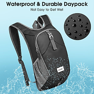 G4Free 10L Hiking Backpack, Lightweight Small Hiking Daypack Small Outdoor Travel Foldable Shoulder Bag, Black