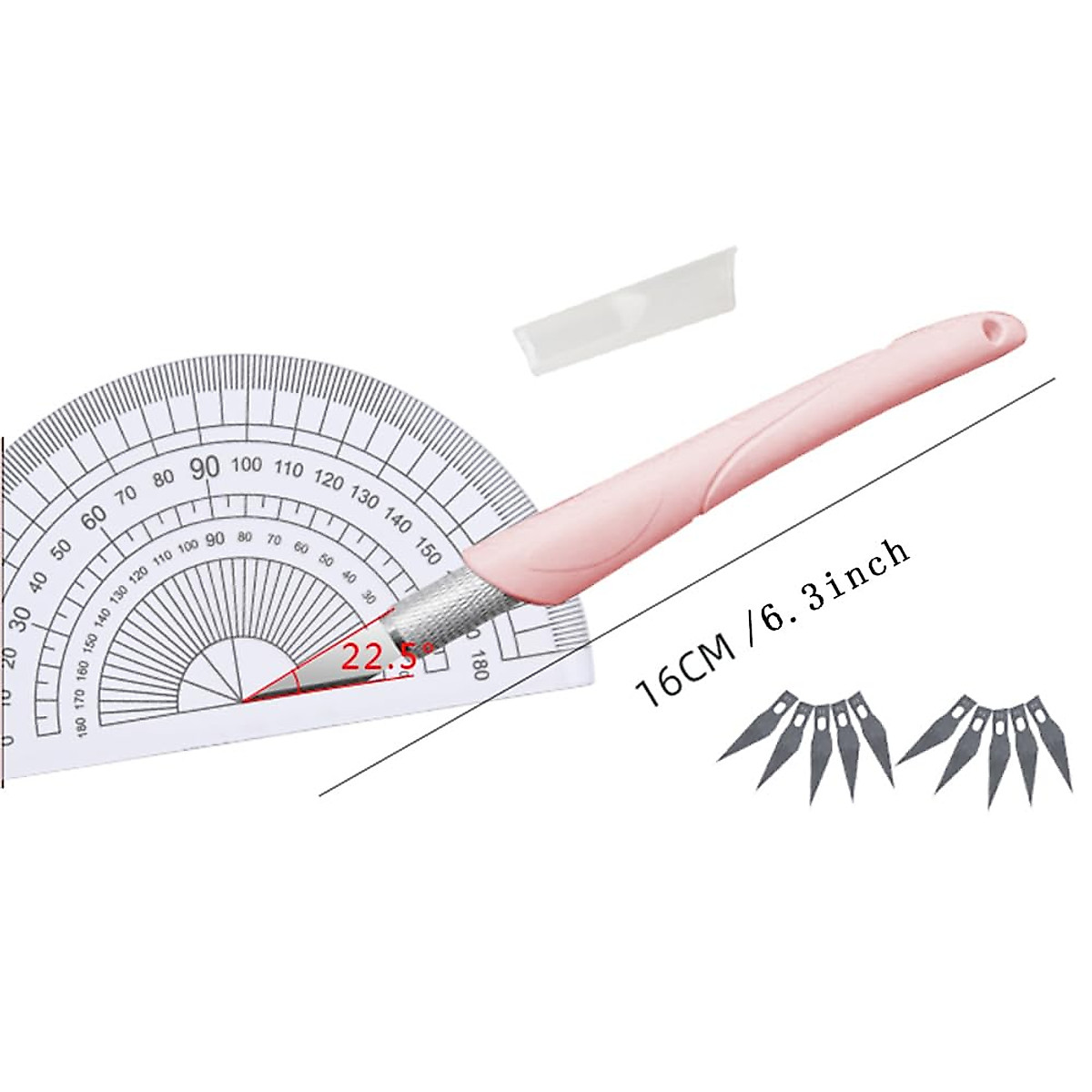 Craft Hobby Knife Exacto Knife with 10 Pcs Stainless Steel Blade Kit for DIY Art Work Cutting, Hobby, Stencil, Scrapbooking-11pack (Pink knife)