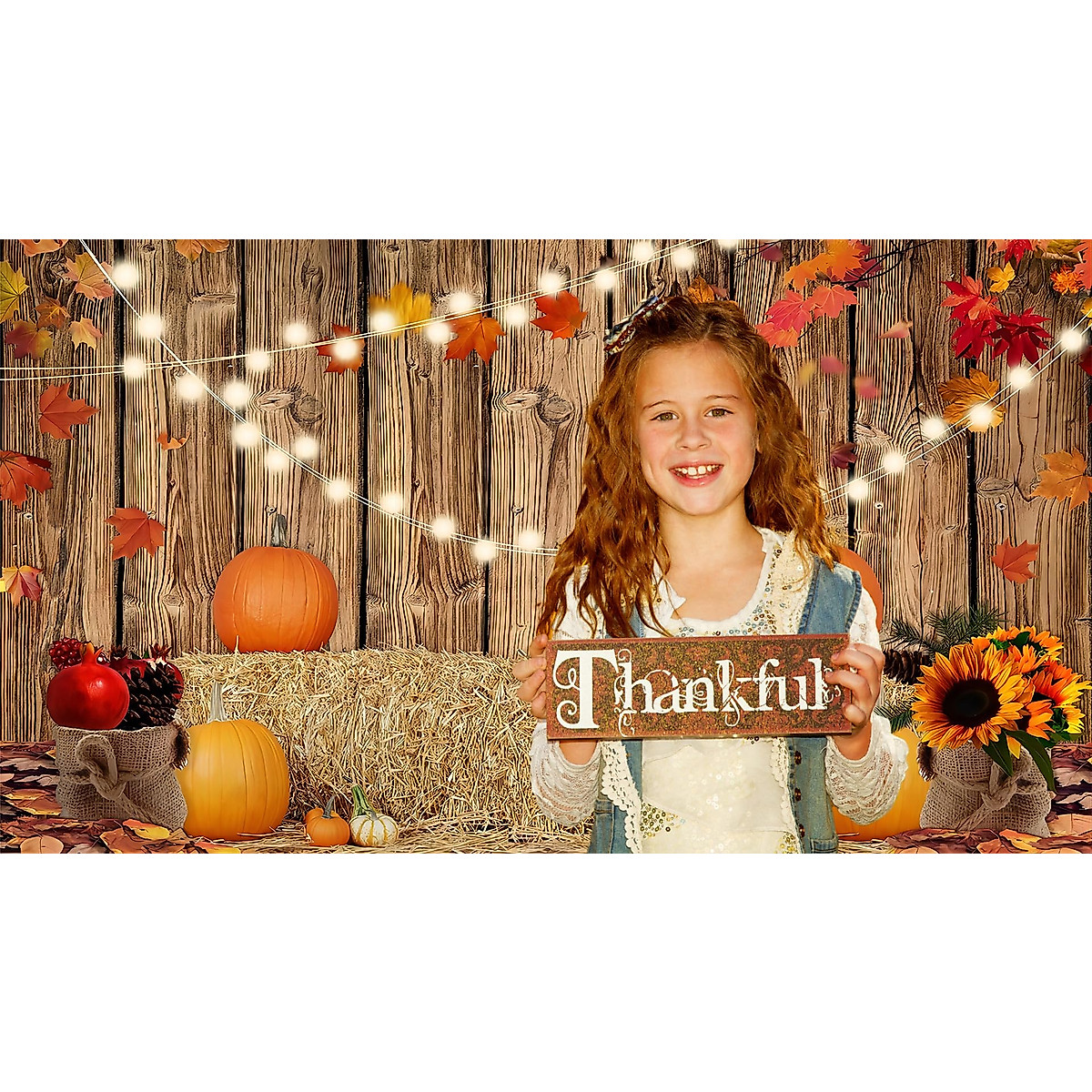 YYNXSY Fall Thanksgiving Photo Backdrop Autumn Retro Board Backdrops Wooden Fence Haystack Pumpkin Photo Background Thanksgiving Party Decorations Studio Photography Props 7X5FT YY-2516