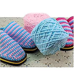 3 Balls Sparkling Chenille Yarn, Super Soft Thick Velvet Blanket Yarn for Crochet Knitting Home Décor DIY Craft Bulky Weight Polyester Ice Strip Yarn for Baby Blanket 300g (Orange)