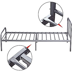 Voilamart Twin Bed with Storage,Twin Metal Bed Frame with Headboard and Footboard, Silver Grey Metal Platform Bed Frame No Box Spring Needed,Twin Bed Frames for Kids