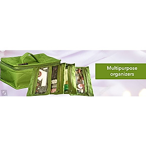 Yazzii 4 Pocket Crafter’s Organizer Tote – Arts & Crafts Storage Tote Bag - Multipurpose Storage Organizer for Crafts, Sewing, Jewelry, Make Up Green