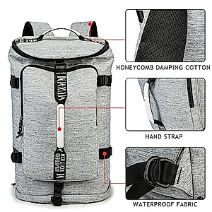 FUNYAGO Gym Duffle Bag Waterproof black Laptop Backpack Suitable for Hiking, Fishing, Travel 40L Large Capacity Trendy Cool Lightweight Backpack for Men and Women