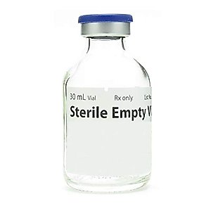 30ml Sterile Clear Empty Vial with Blue Flip Off Seal and Grey Butyl Stopper 10pk