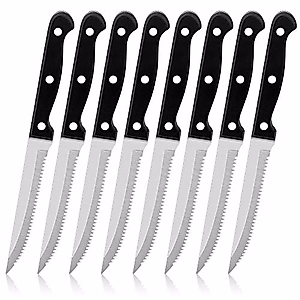 LIANYU Steak Knives Set of 8, Stainless Steel Serrated Steak Knife, kitchen Camping Restaurant Steak Knives, Dishwasher Safe