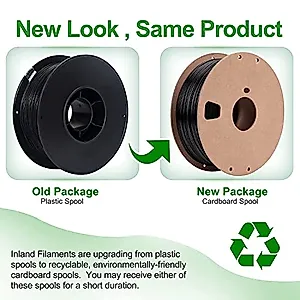 Inland 1.75mm ABS 3D Printer Filament, Dimensional Accuracy +/- 0.03 mm - 1kg Cardboard Spool (2.2 lbs) - Fits Most FDM/FFF Printers - Black