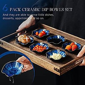 LiveHouse 4.3 Inch Vintage Style Kiln Glazed Small Ceramic Dipping Bowls Pinch Bowl Side Dishes for Soy Sauce Dessert Tomato, Set of 6