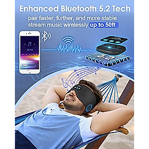 Sleep Headphones Bluetooth Headband Sleeping Headphones Headband 10Hrs Wireless Music Eye Mask with Comfortable Earbuds for Side Sleepers, Women Men Tech Gift for Birthday Christmas Stocking Stuffers