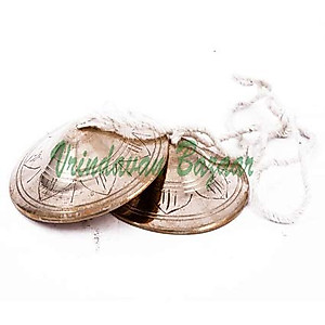 Handmade Brass Cymbals/Kartal/Manjira/Chimes Bell Metal for Kirtan | Vrindavan Bazaar (5 inch)
