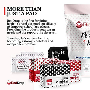 RedDrop Tween FlowDay Pads - Ultra Thin and Sticky Pads for Active Days - Designed for Girls Experiencing Their First Period