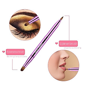 2 Pieces Retractable Eyebrow Lip Brush Soft Eyelash Makeup Brush Set With Cap Concealer Eyeliner Travel Cosmetic Brushes