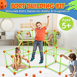 Getatoy Fort Building Kit for Kids - 100 Pcs Glow in The Dark Creative STEM Building Toys, Fun Fort Indoor Outdoor Toys Gift for Boys & Girls Age 5 6 7 8 9 10 Year Old