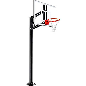 Goalsetter Elite Plus 54” Tempered Glass Backboard In-Ground Basketball Hoop - HD Breakaway Rim, Black (TS44154G3)
