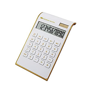 Dual Powered Calculator,Ultra Thin Solar Power Calculator for Home Office Desktop Calculator Tilted LCD Display Business Slim Desk Calculator(White)