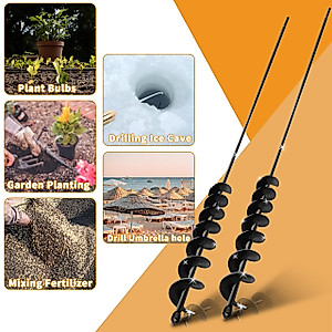 2 PCS Extended Length 2"x32"Garden Auger Drill Bit, Spiral Drill for Planting Bulbs and Potted Plants & No Need to Squat Down, Plant Bit with 3/8"Hex Drive Drill