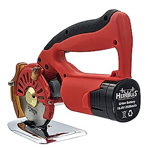 Hercules RK-BAT-100 5-Speed Cordless Electric Rotary Cutter for Cloth, Leather, Natural and Synthetic Fabrics – 4 Inch Single & Multi-Layer Round Knife Cutting Machine