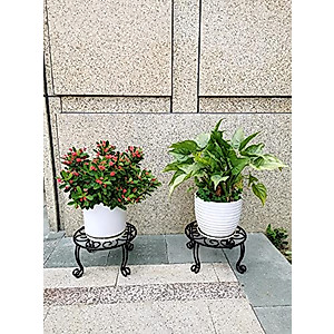 TREEZITEK 6 in Tall Plant Stand 11.8'' Diameter for Large Flower Pot Heavy Duty Potted Holder Indoor Outdoor Metal Rustproof Iron Garden Container Round Supports Rack for Planter,2 Pack