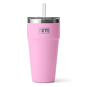 YETI Rambler 26 oz Straw Cup, Vacuum Insulated, Stainless Steel with Straw Lid, Power Pink