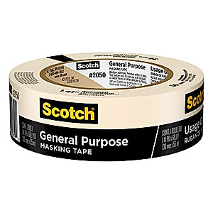 Scotch General Purpose Masking Tape, Tan, Tape for Labeling, Bundling and General Use, Multi-Surface Adhesive Tape, 1.41 Inches x 60 Yards, 1 Roll